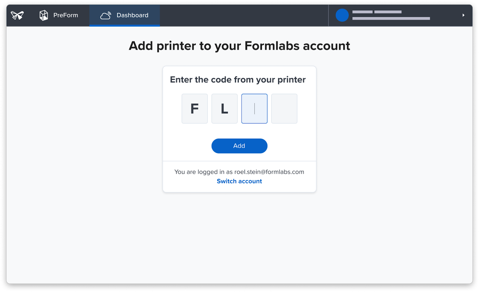 Adding and removing printers on Dashboard